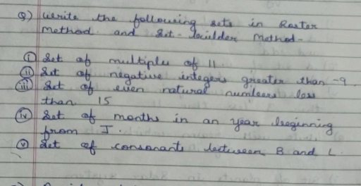 Q) Write the following sets in Roster | StudyX