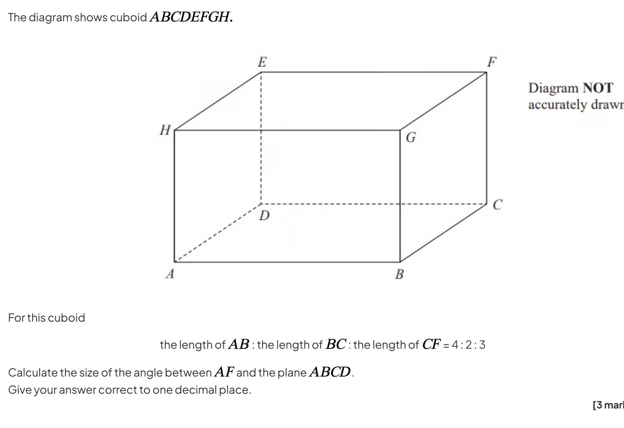 The diagram shows cuboid A B C D E F G H | StudyX