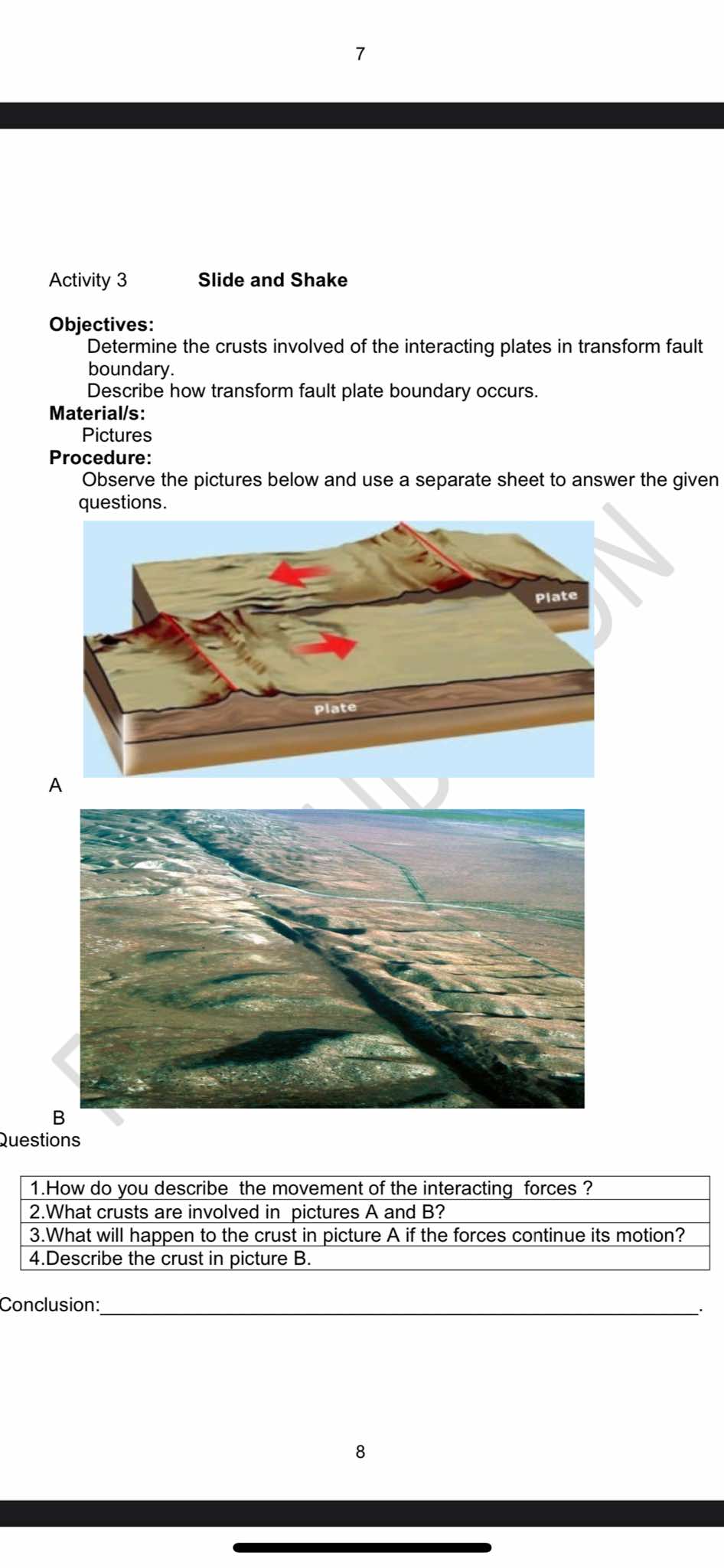 7 Activity 3 Slide and Shake Objectives | StudyX