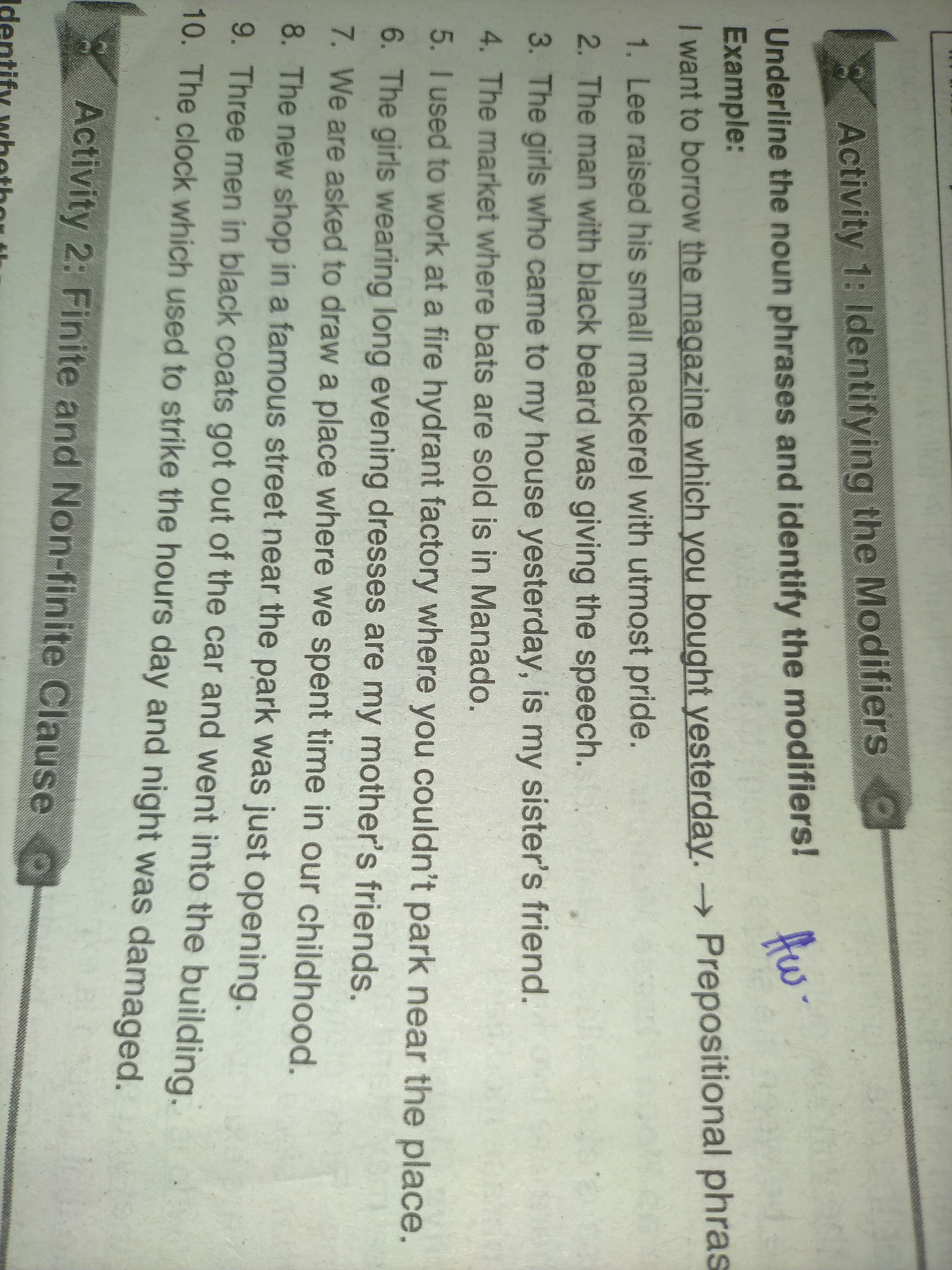 Activity 1 Identifying the Modifiers | StudyX