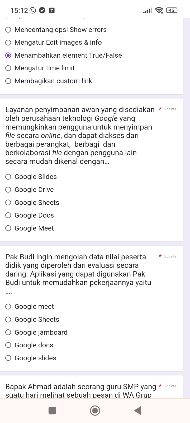 1512 45 Mencentang opsi Show errors | StudyX