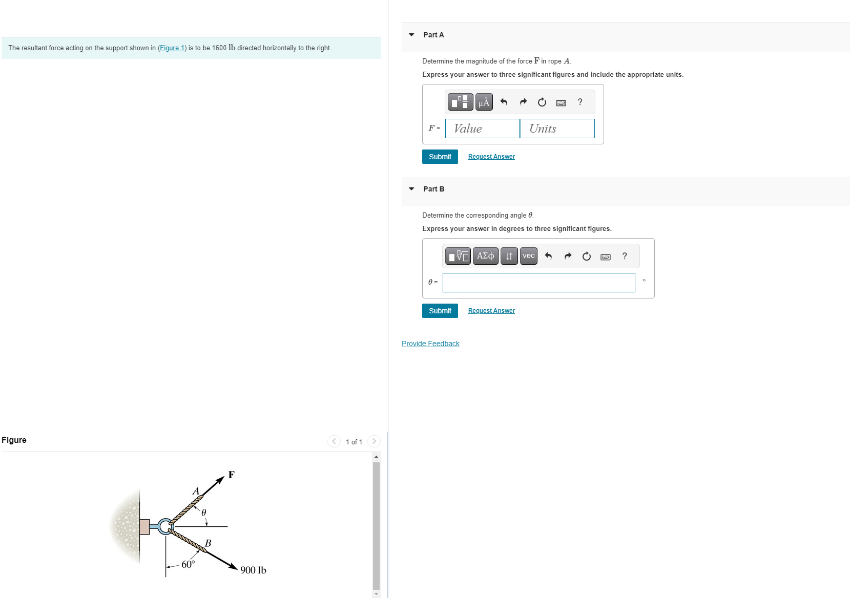 The resultant force acting on the support | StudyX