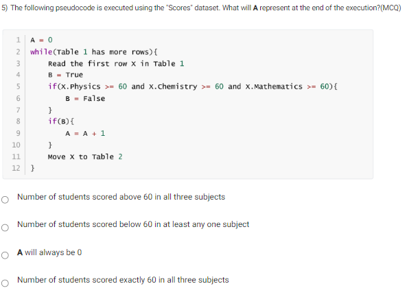 5) The following pseudocode is executed | StudyX