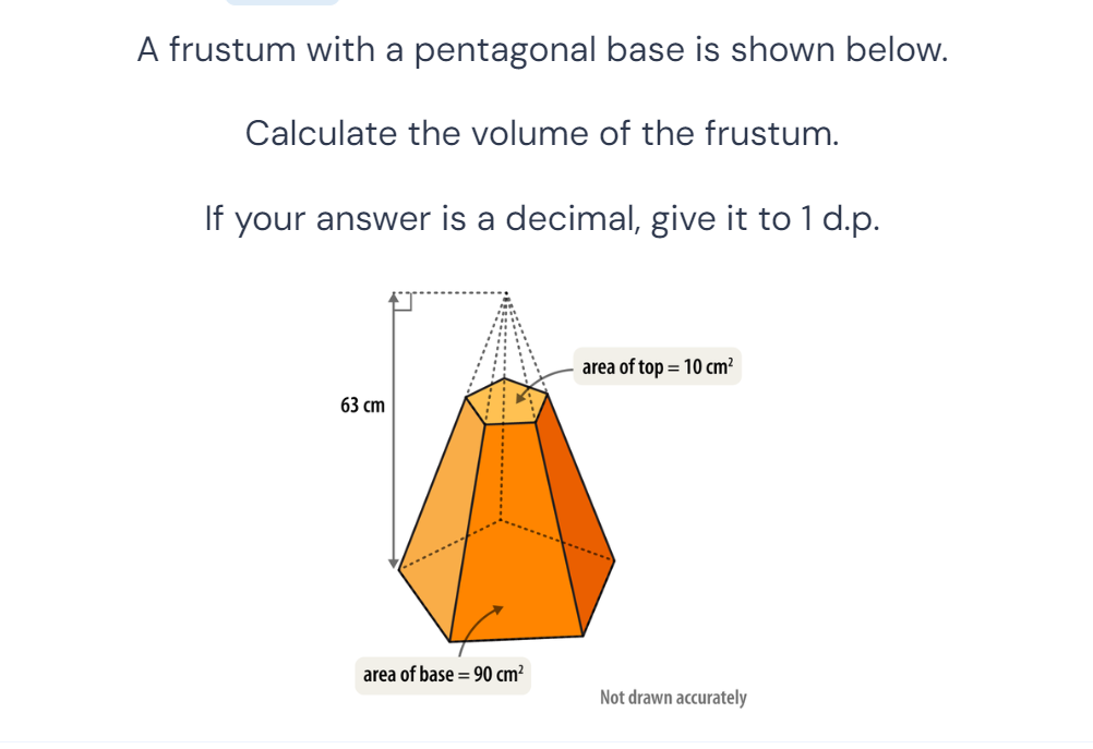 A frustum with a pentagonal base is shown | StudyX