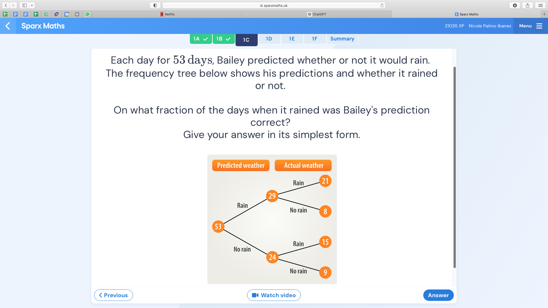 Sparx Maths 21035 XP Nicole Patino Ibanez | StudyX