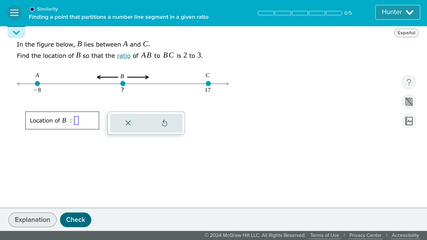 Similarity Finding a point that partitions | StudyX
