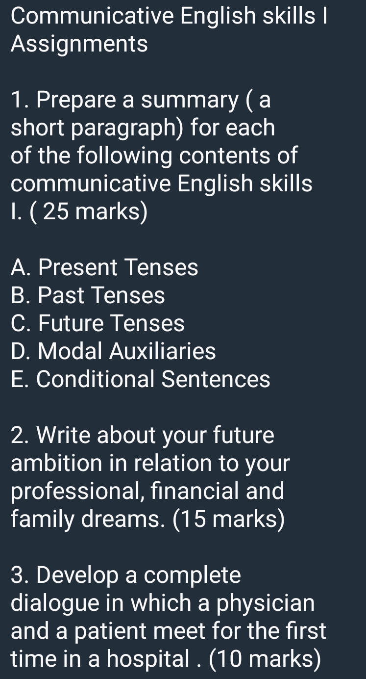 Communicative English skills I Assignments | StudyX