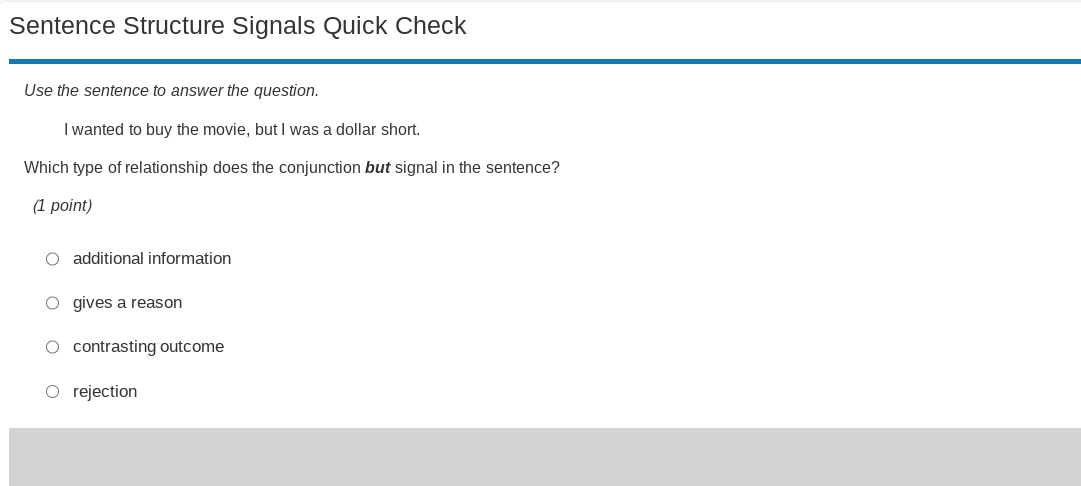 Sentence Structure Signals Quick Check Use