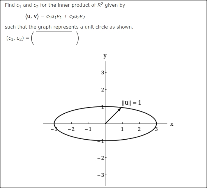 Find c1 and c2 for the inner product of R2 | StudyX