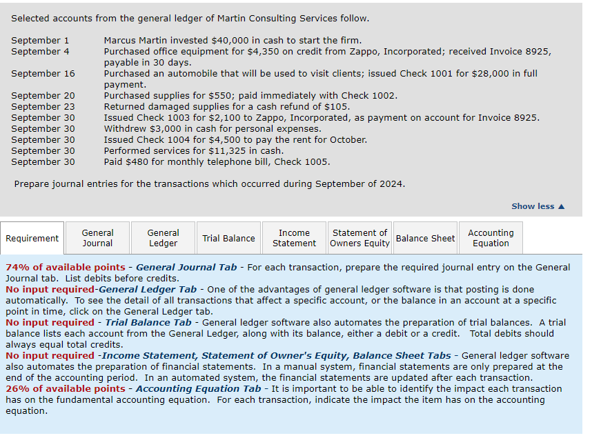 Selected accounts from the general ledger | StudyX