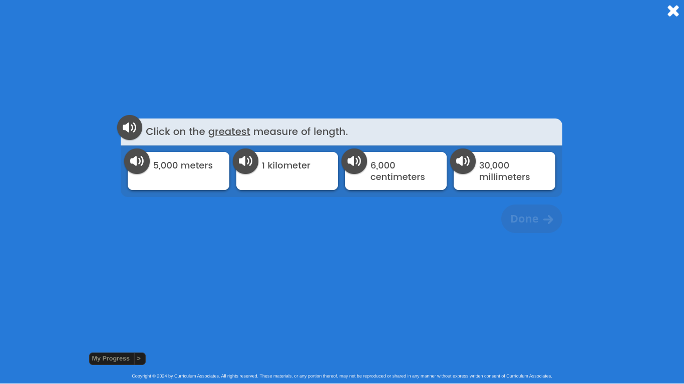 Click on the greatest measure of length J) | StudyX