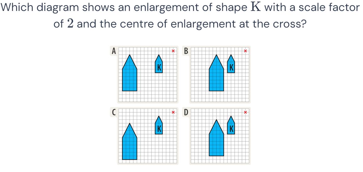 Which diagram shows an enlargement of shape | StudyX
