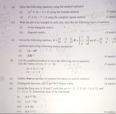 1 (a) Solve the following equations using | StudyX