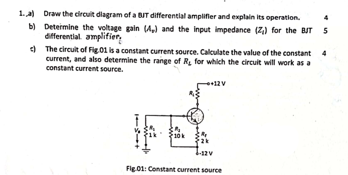 1 a) Draw the circuit diagram of a BJT | StudyX