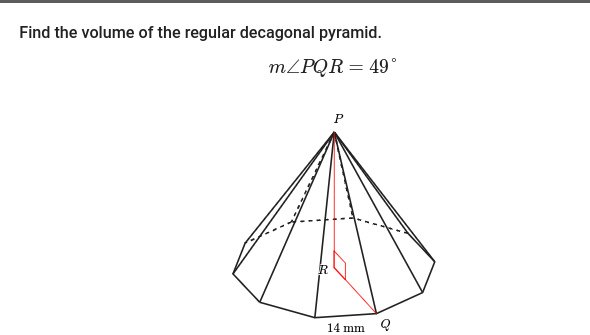 Find the volume of the regular decagonal | StudyX