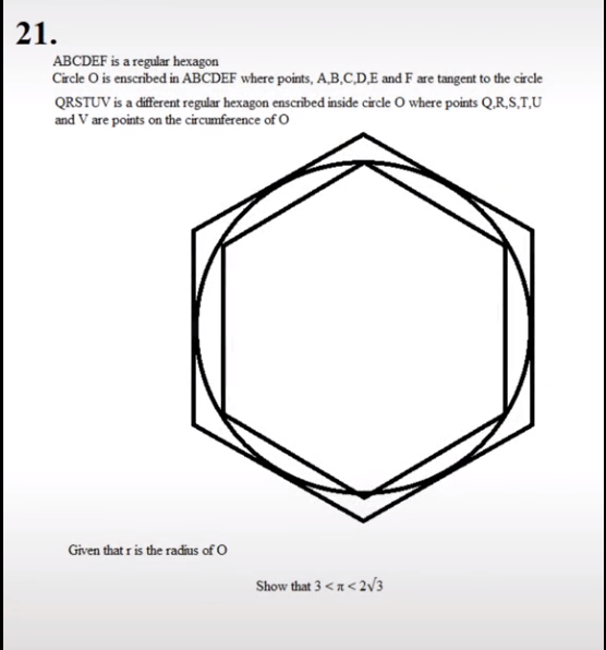 21 ABCDEF is a regular hexagon Circle O is | StudyX