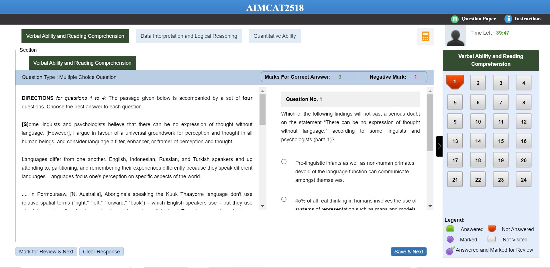 AIMCAT2518 Question Paper Instructions | StudyX