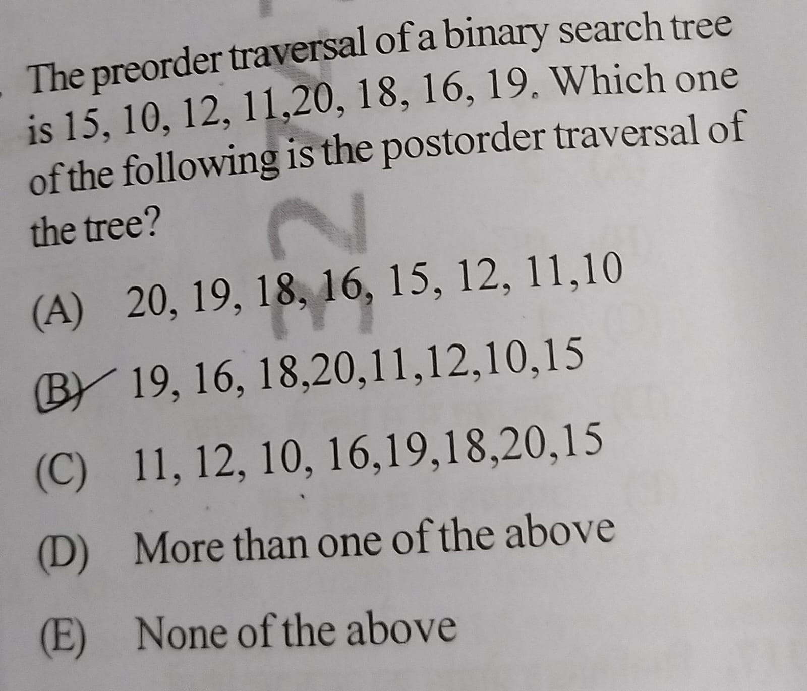 The preorder traversal of a binary search | StudyX