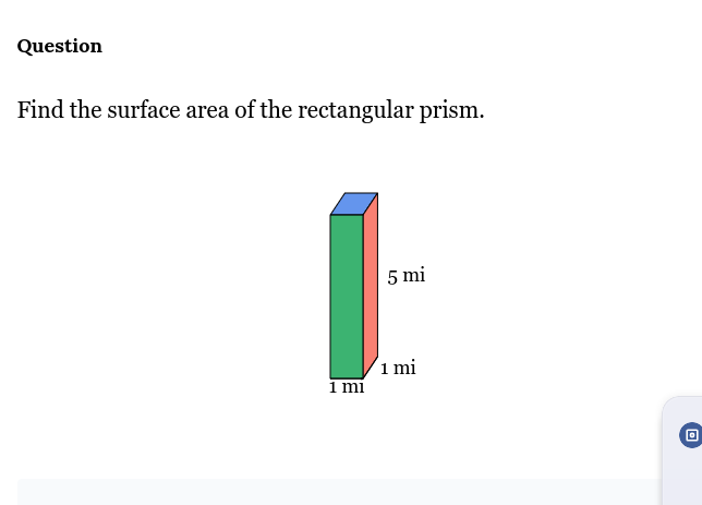 Question Find the surface area of the | StudyX