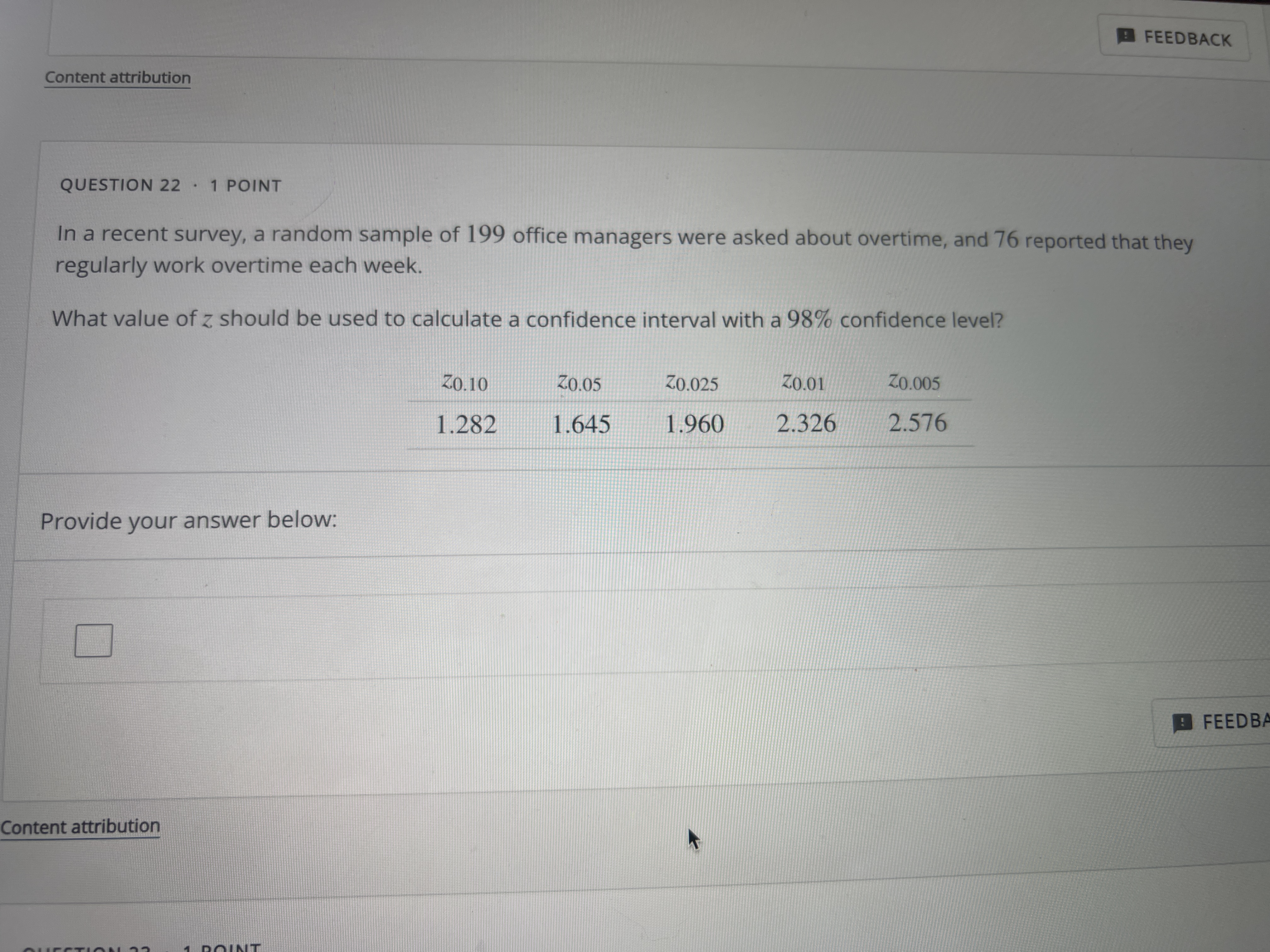 FEEDBACK Content attribution QUESTION 22 | StudyX