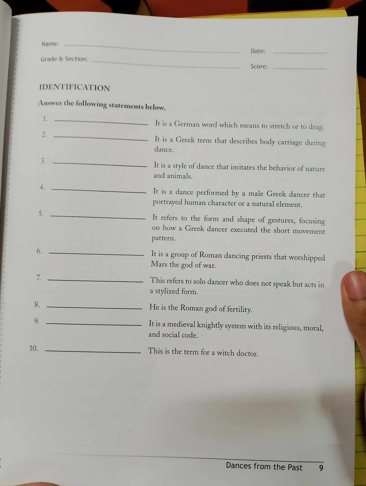 Name Date Grade Section Score | StudyX