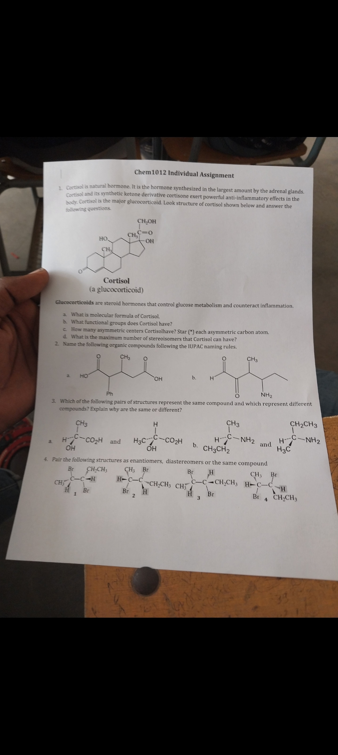 Chem1012 Individual Assignment 1 Cortisol | StudyX