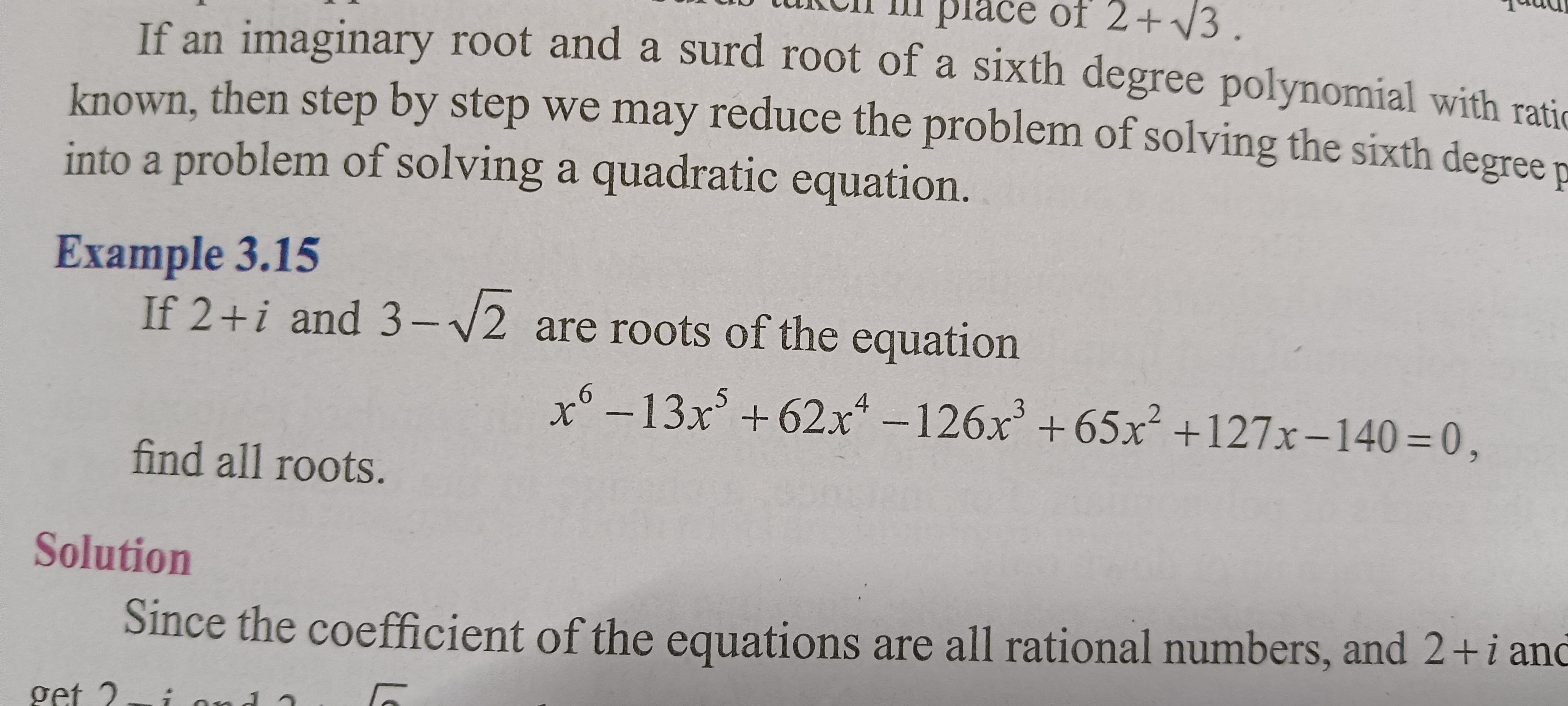 If an imaginary root and a surd root of a | StudyX