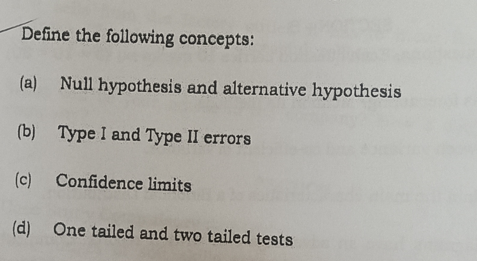 Define the following concepts (a) Null | StudyX