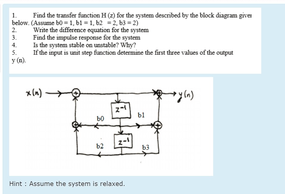 1 Find the transfer function H( z) for the | StudyX