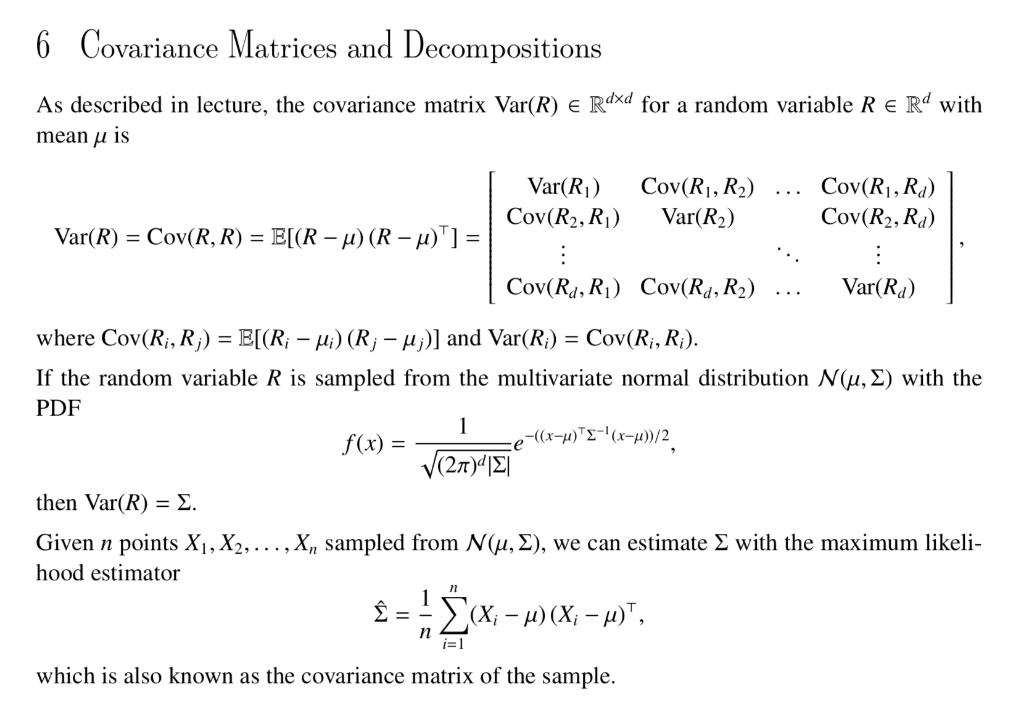 6 Covariance Matrices and Decompositions As | StudyX