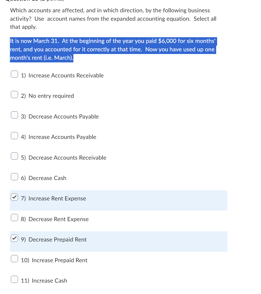 Which accounts are affected and in which | StudyX