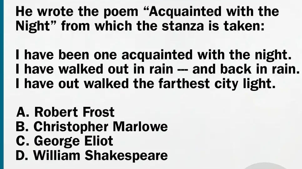 He wrote the poem Acquainted with the Night | StudyX