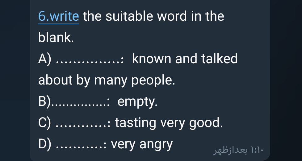 6write the suitable word in the blank A) | StudyX