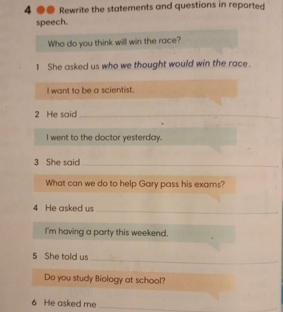 4 Rewrite the statements and questions in | StudyX