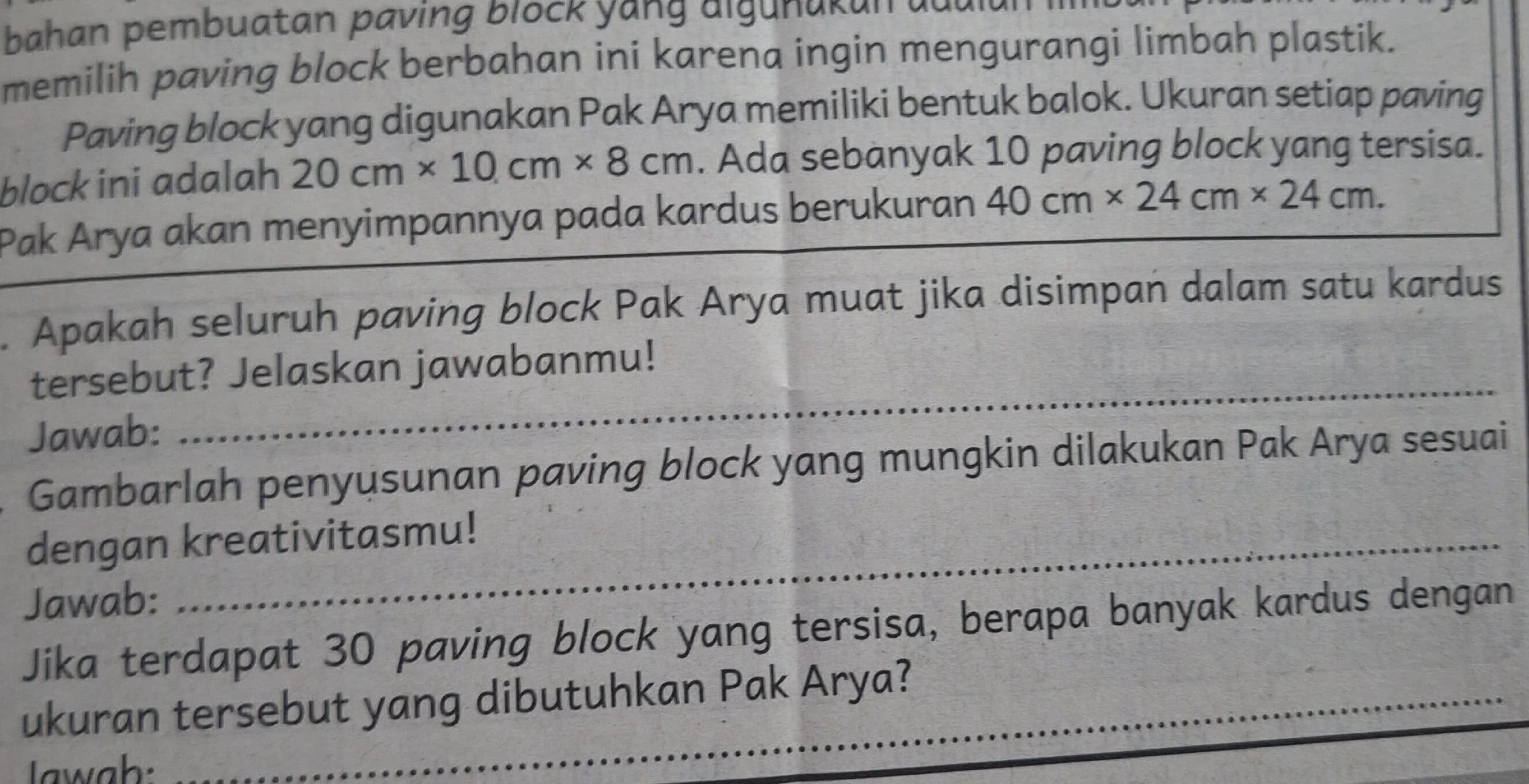 bahan pembuatan paving block yang memilih | StudyX