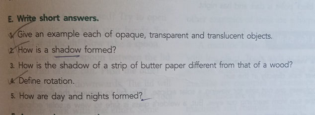 E Write short answers 1 Give an example each | StudyX