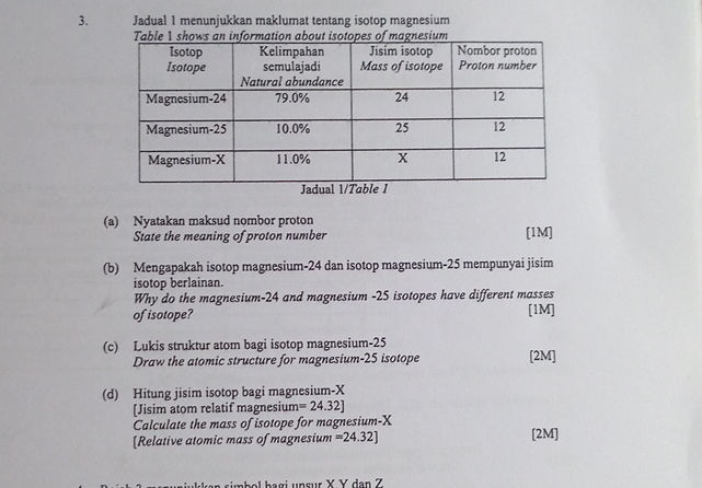 Jadual 1 menunjukkan maklumat tentang isotop | StudyX