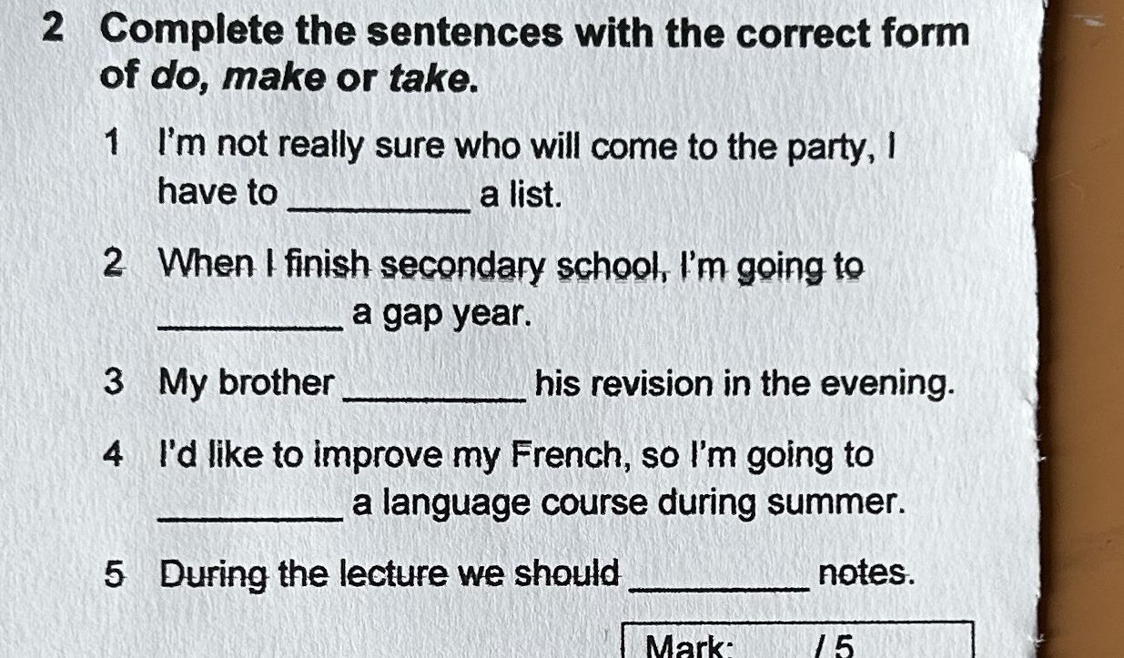 2 Complete the sentences with the correct | StudyX