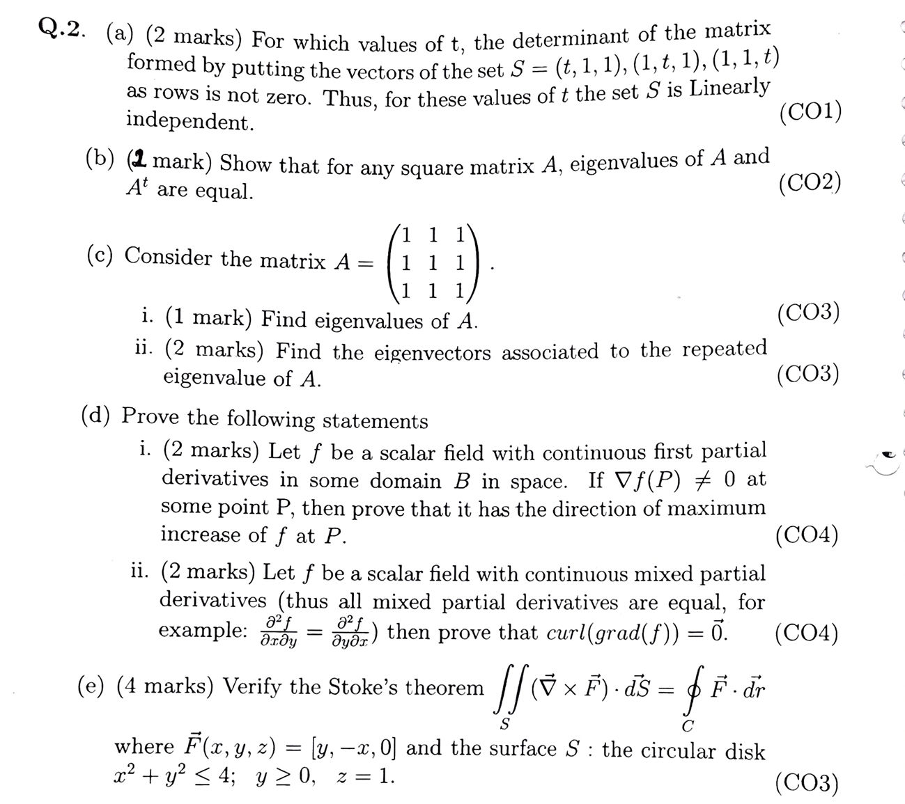 (a) (2 marks) For which values of t the | StudyX
