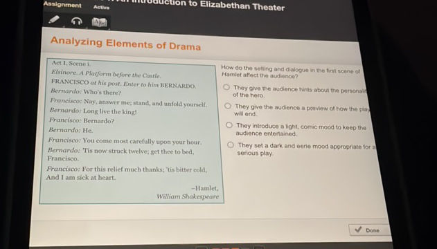 Analyzing Elements of Drama Act 1 Scene i | StudyX