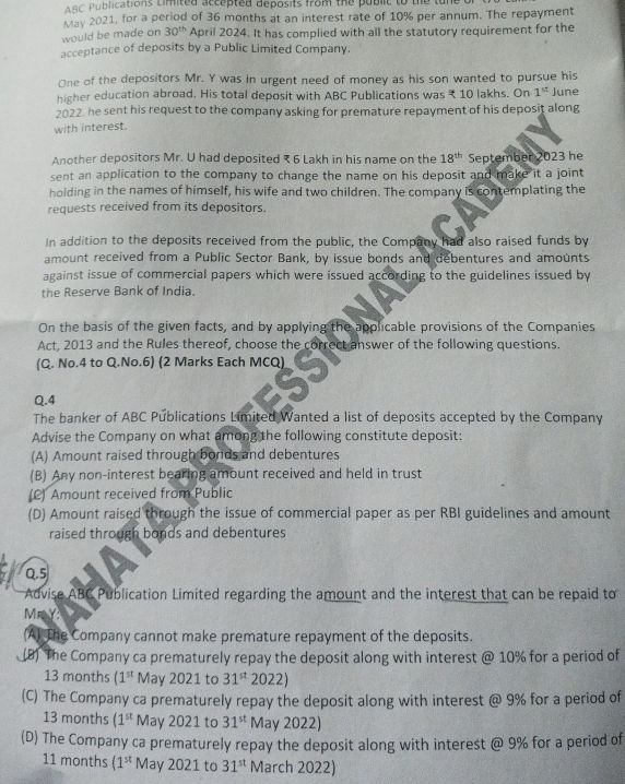 ABC Publications Limited accepted deposits | StudyX