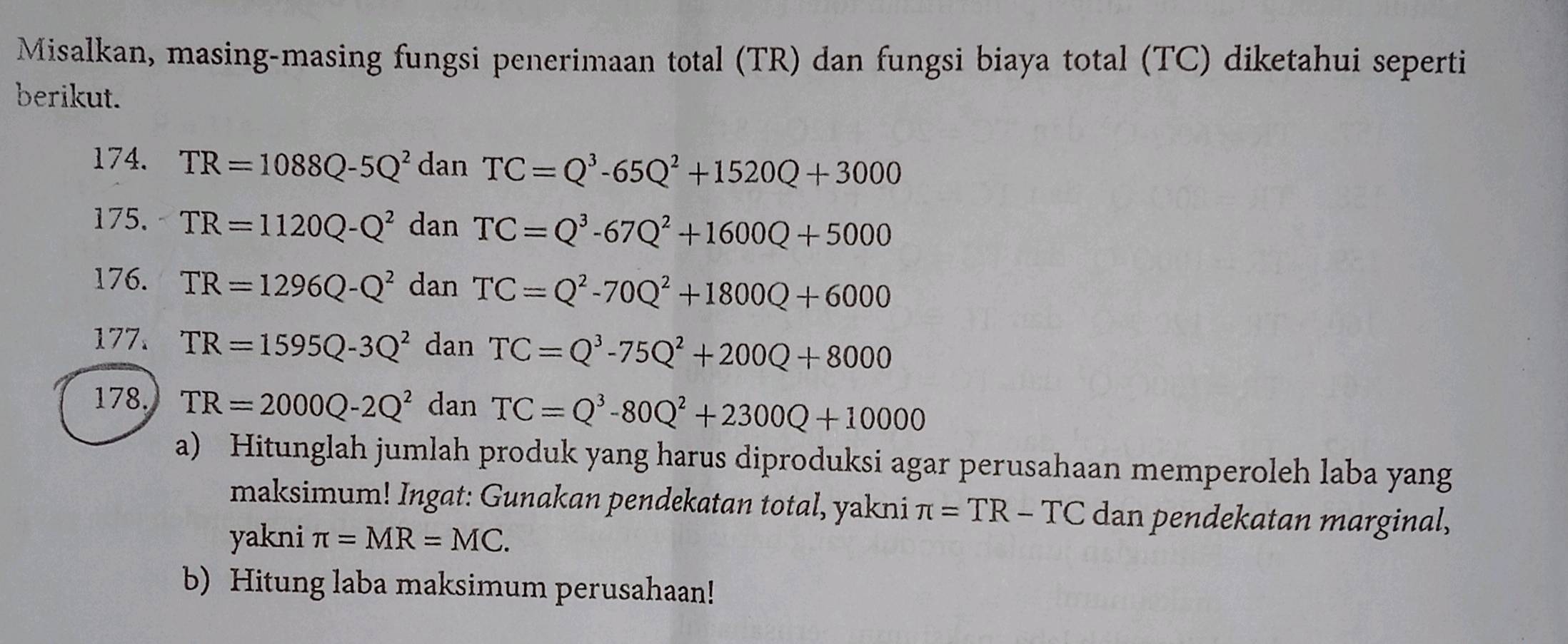 Misalkan masing-masing fungsi penerimaan | StudyX