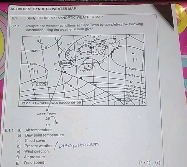 ACTIVITIES SYNOPTIC WEATER MAP 61 Study | StudyX