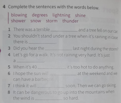 4 Complete the sentences with the words | StudyX