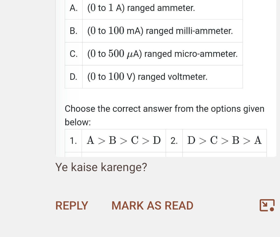 A (0 to 1 A) ranged ammeter B (0 to 100 mA) | StudyX