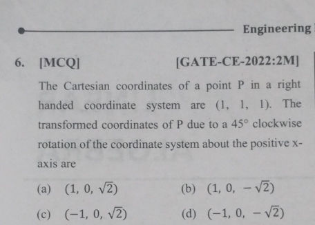 6 MCQ GATE-CE-20222M The Cartesian | StudyX