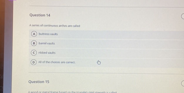 Question 14 A series of continuous arches | StudyX