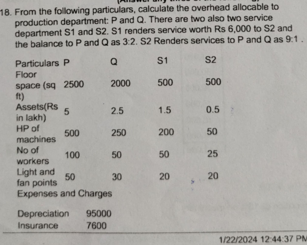 18 From the following particulars calculate | StudyX