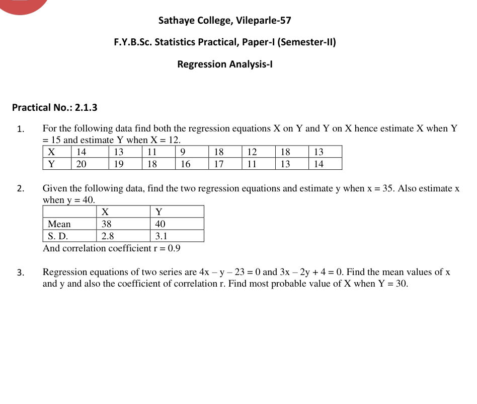 Practical No 213 1 For the following data | StudyX