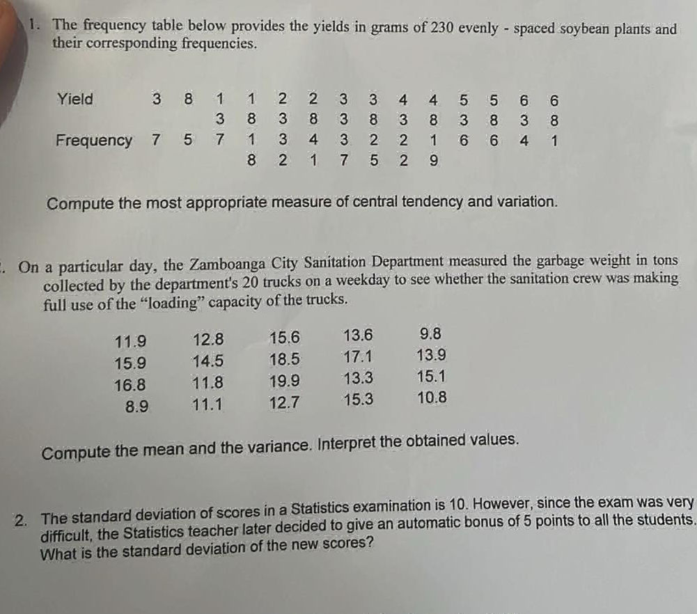 1 The frequency table below provides the | StudyX